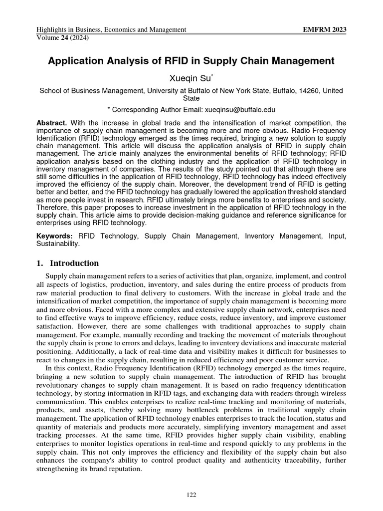 Application Analysis of RFID in Supply Chain Manag | PDF Application Analysis of RFID in Supply Chain Manag | PDF