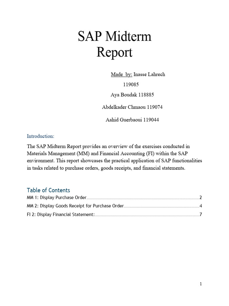 SAP Midterm Report | PDF | Receipt | Computing