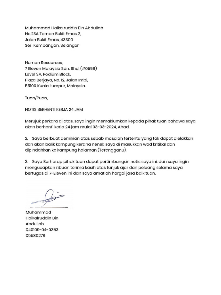 Resign Letter | PDF