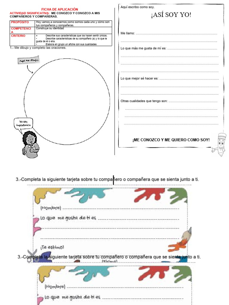 2.ficha Me Conozco y Conozco A Mis Compañeros | PDF
