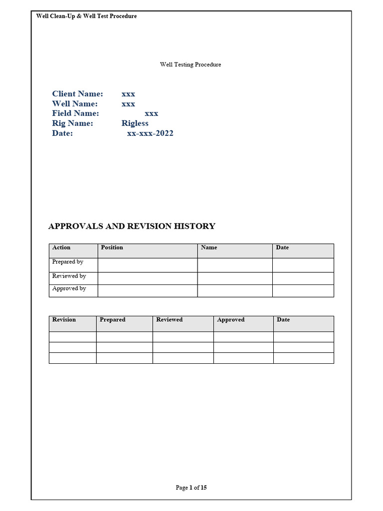 Well Testing Procedure Example | PDF | Flow Measurement | Chemical ...