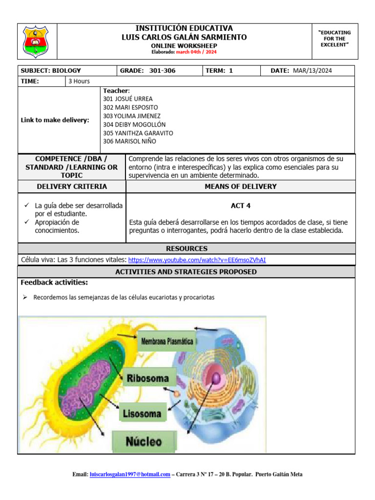 2024 301 Bio Act 4 Funciones Vitales de La Celula | PDF | Nutrición ...