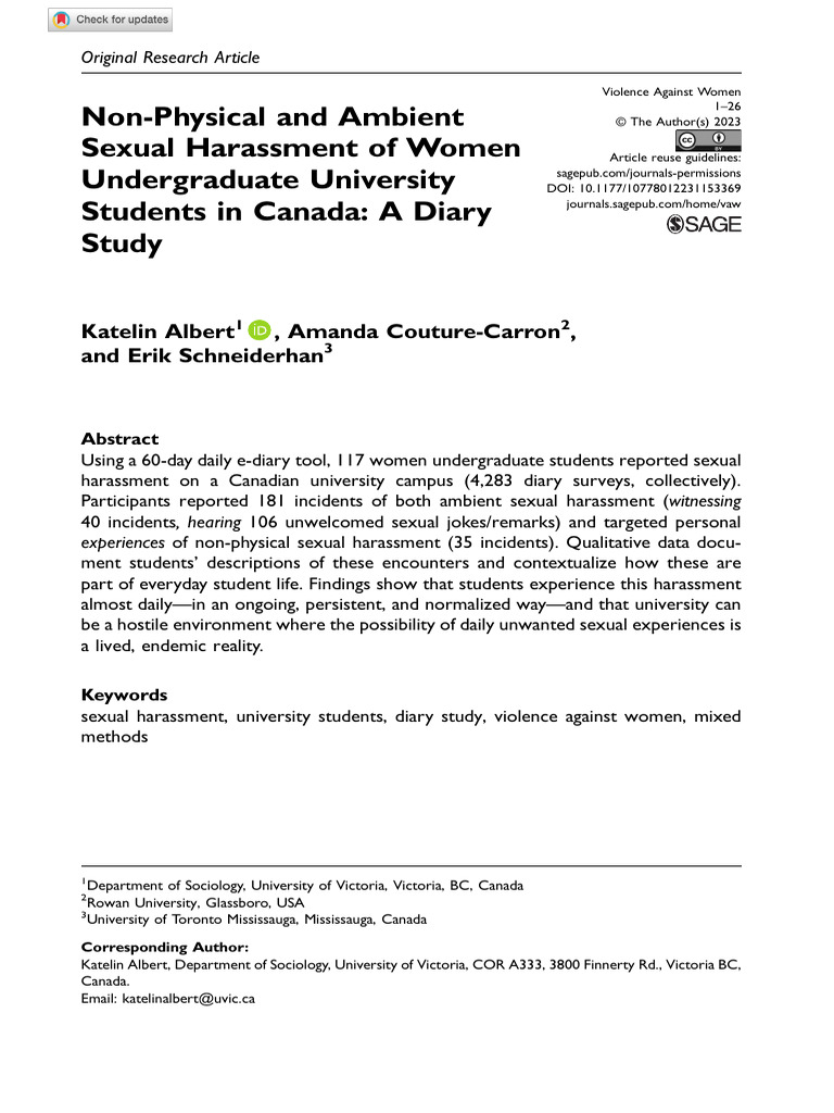 Albert Et Al 2023 Non Physical and Ambient Sexual Harassment of Women ...