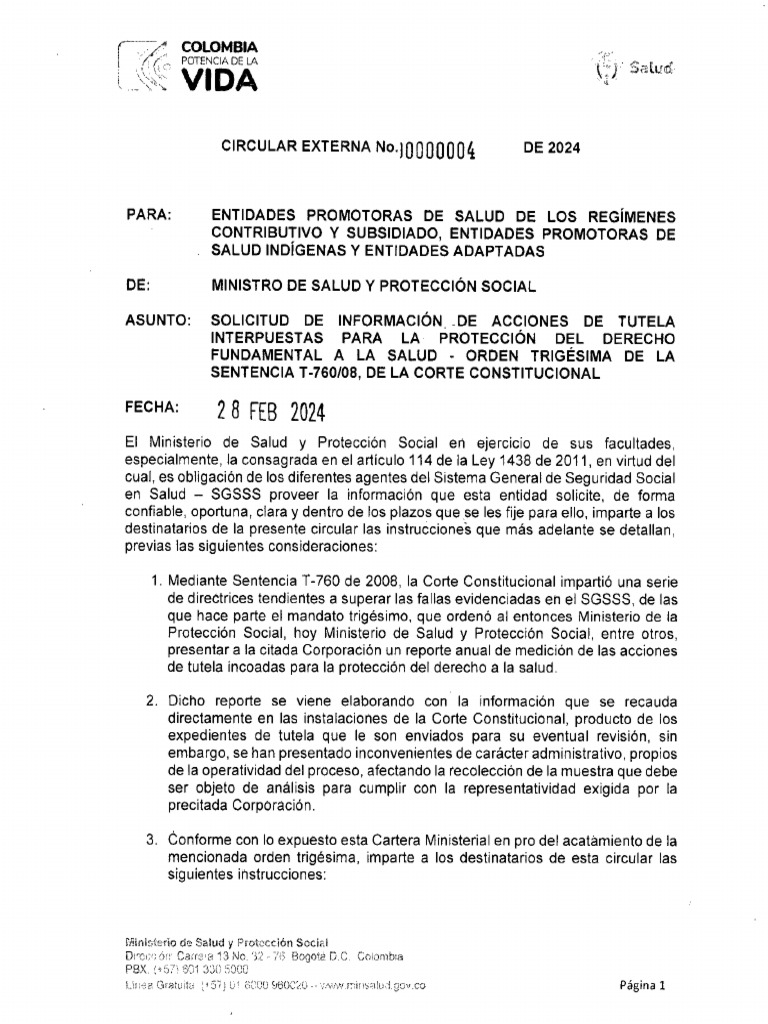 Circular Externa No. 004 de 2024 | PDF | Derecho