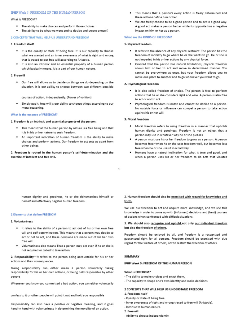 IPHP Week 5-8 | PDF | Free Will | Society