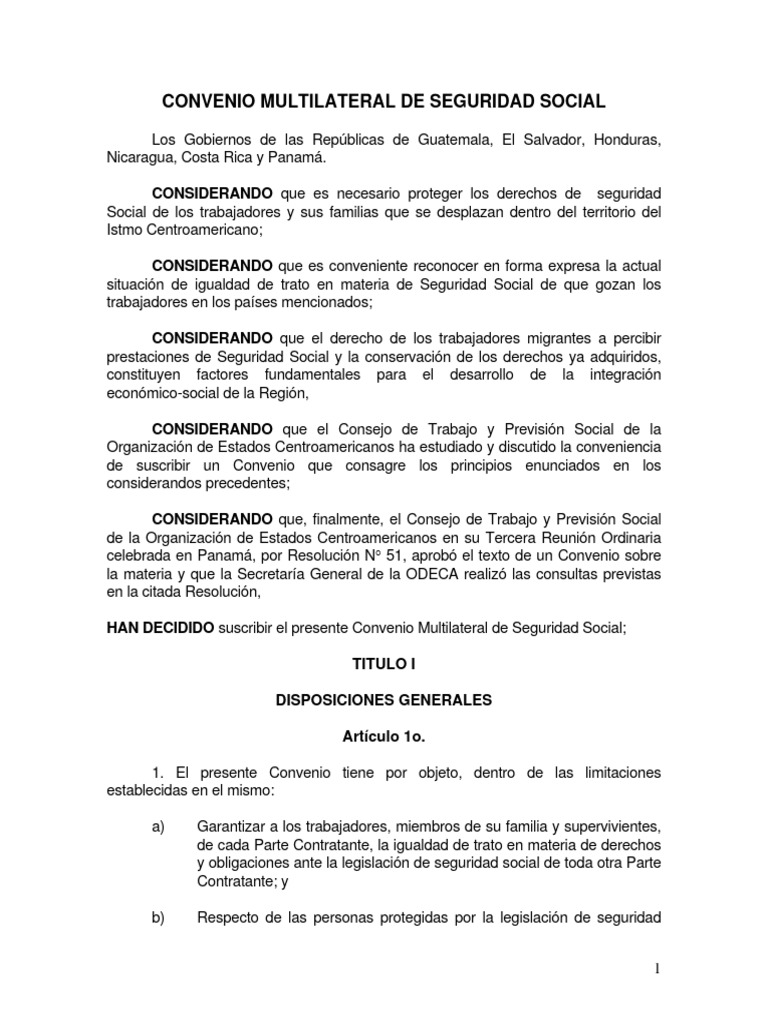 Convenio Multilateral de Seguridad Social. | PDF