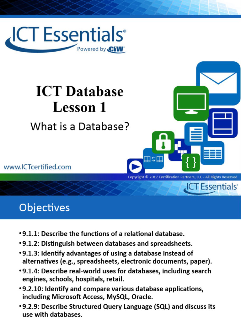 ICT Database v2.1 Lesson01 Slideshow | PDF | Databases | Sql