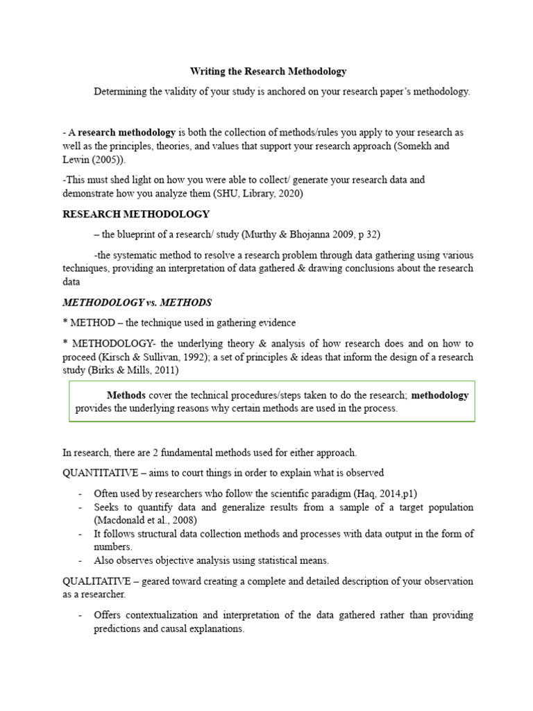 Writing The Research Methodology | PDF | Methodology | Qualitative Research