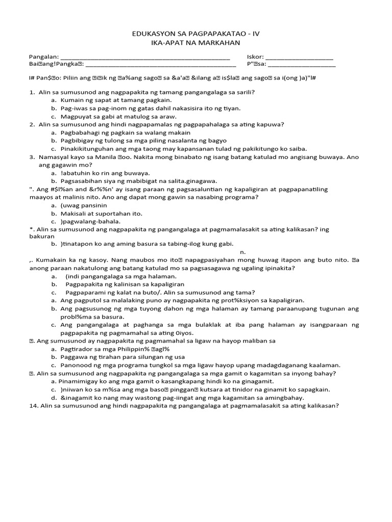 ESP Summative Q4 | PDF