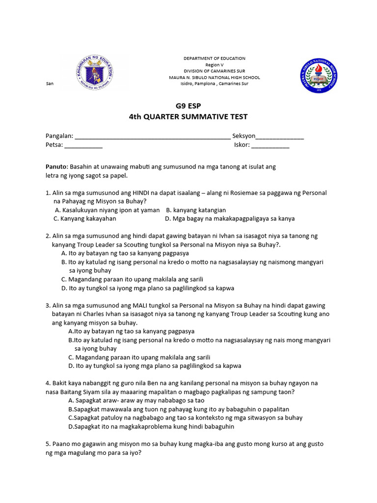 ESP - Summative | PDF