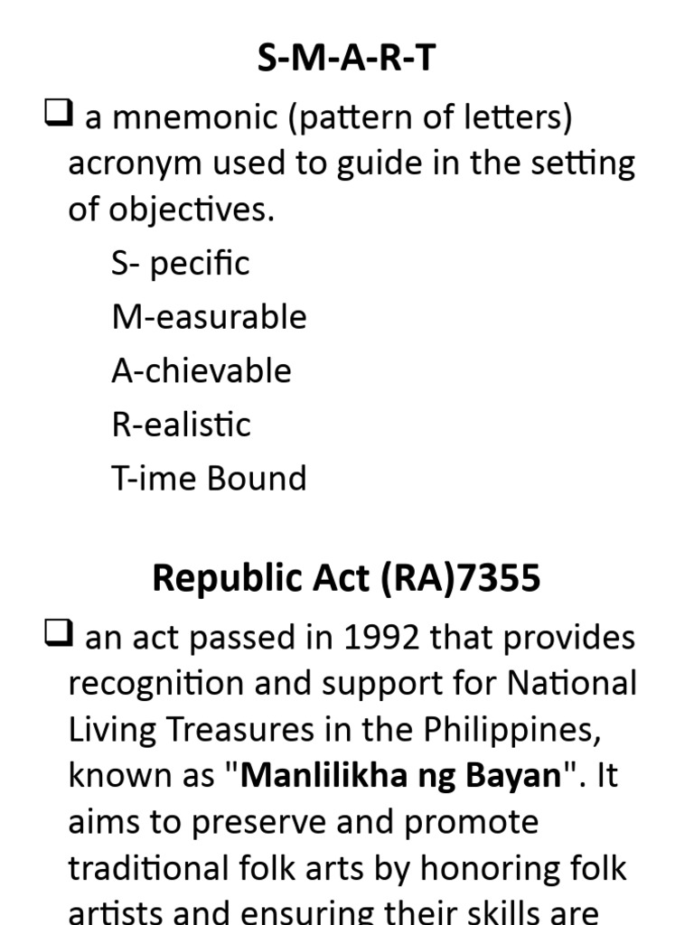 Understanding SMART Goals and Filipino Arts | PDF | Dances | The Arts