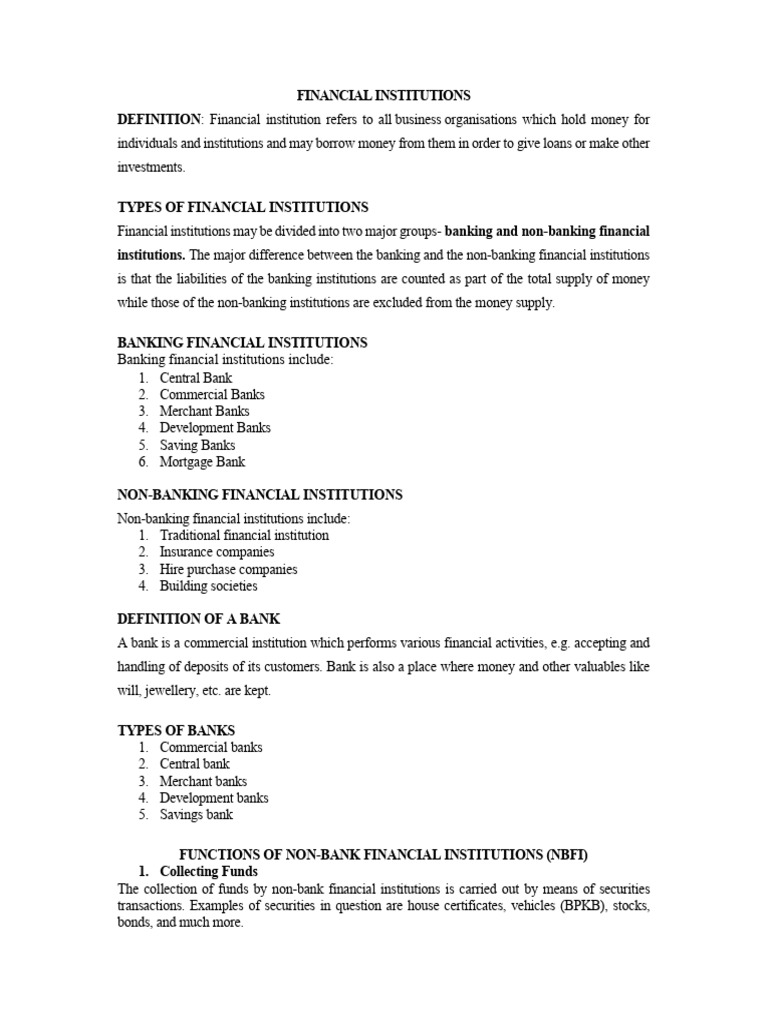 5524 - Lesson Note Financial Institutions | PDF | Financial Markets ...