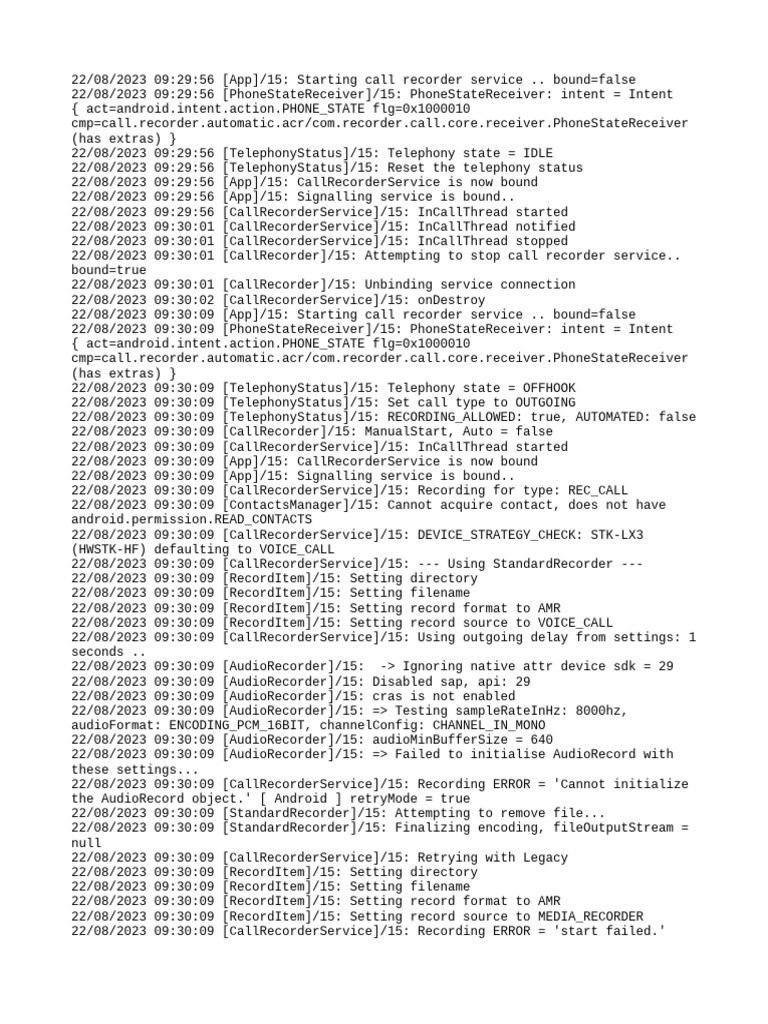 CallRecord Log | PDF | Filename | Computing