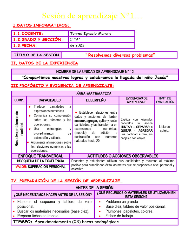 Sesión Resolvemos Diversos Problemas Juntar-separar-Agregar-quitar-mj ...