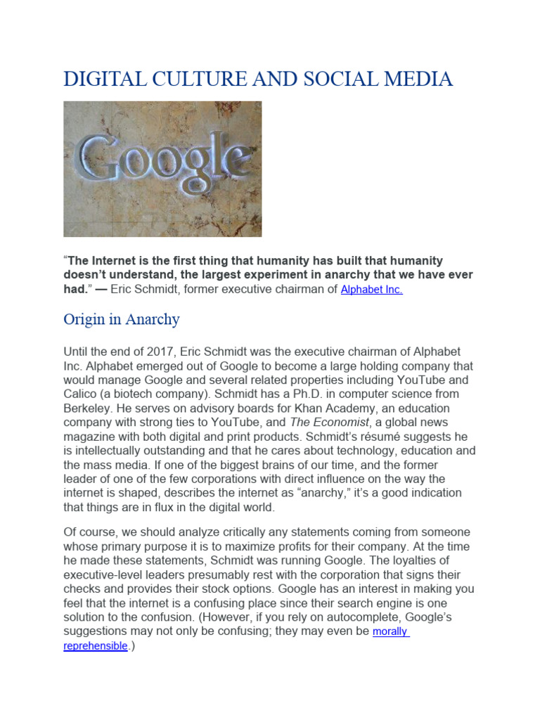 Digital Culture and Social Media | PDF | Social Media | Popular Culture ...
