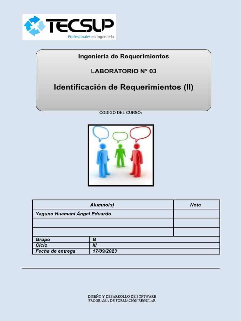 Lab 03 - Identificación de Requerimientos (II) | PDF | Software de la aplicacion | Software