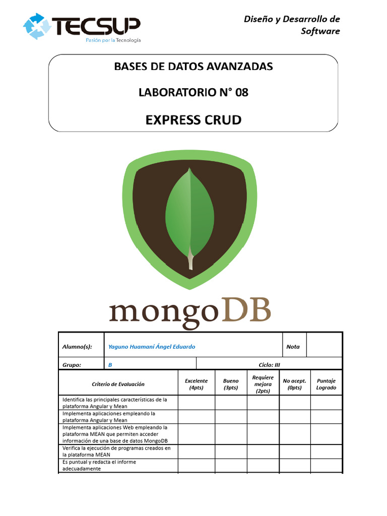 Lab08 BDAV Express Crud HBS | PDF | Mongo Db | Laboratorios