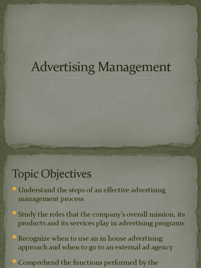 Advertising Management Process Overview | PDF | Advertising | Marketing