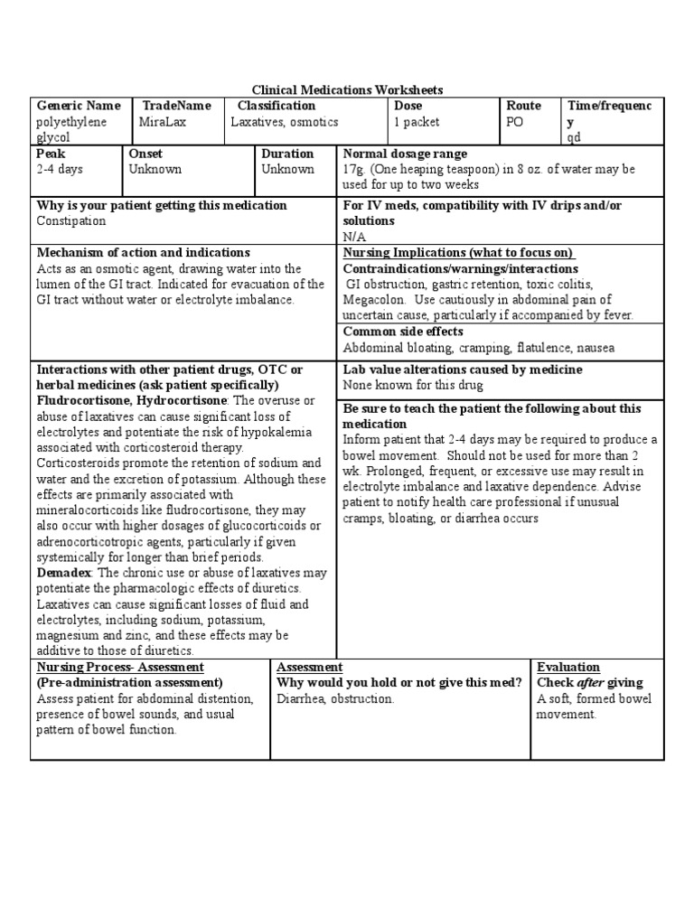 Miralax Polyethylene Glycol