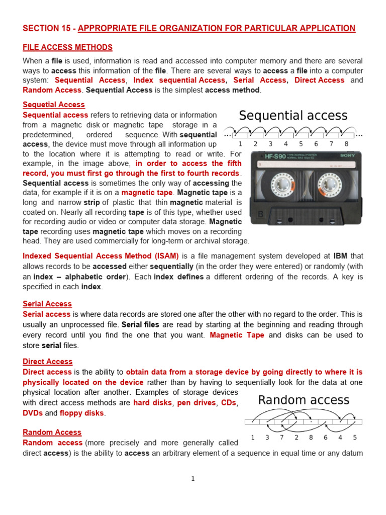 Section 15 - Appropriate File Organization For Particular Application | PDF