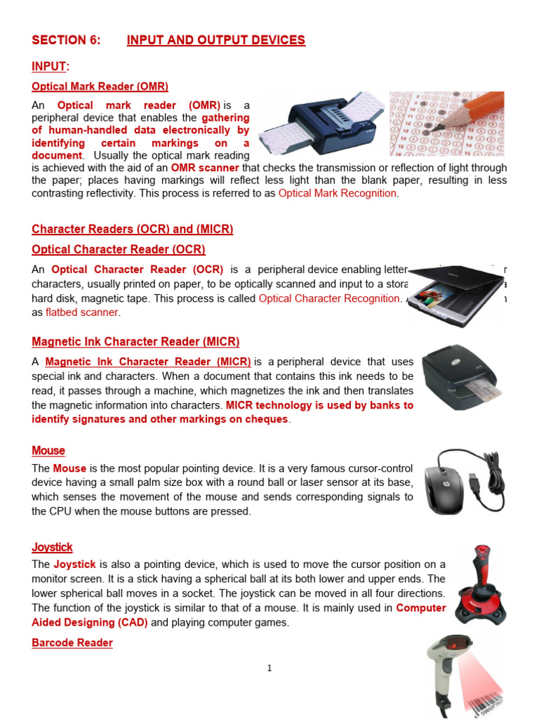 Section 6 Input And Output Devices Pdf Printer Computing