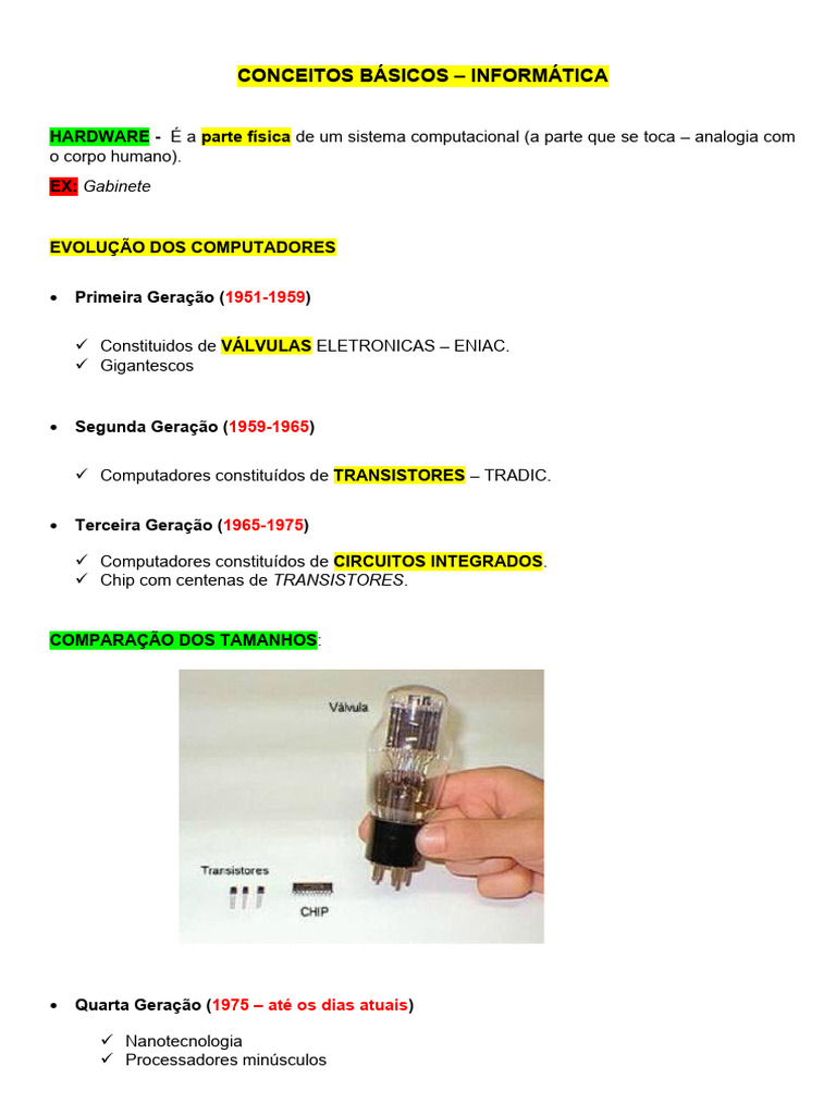 Conceitos Básicos De Hardware E Software Resumo Pdf Armazenamento