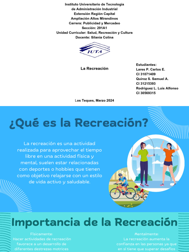 Importancia y Tipos de Recreación | PDF