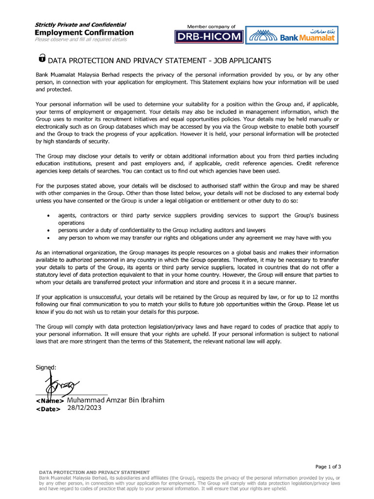 BMMB PDPA Declaration Form Ver 10022014 | PDF