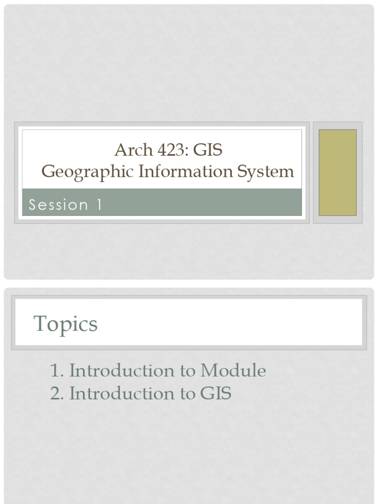 Lecture 1 - Arch 423 GIS - Fall 2023 | PDF | Geographic Information ...