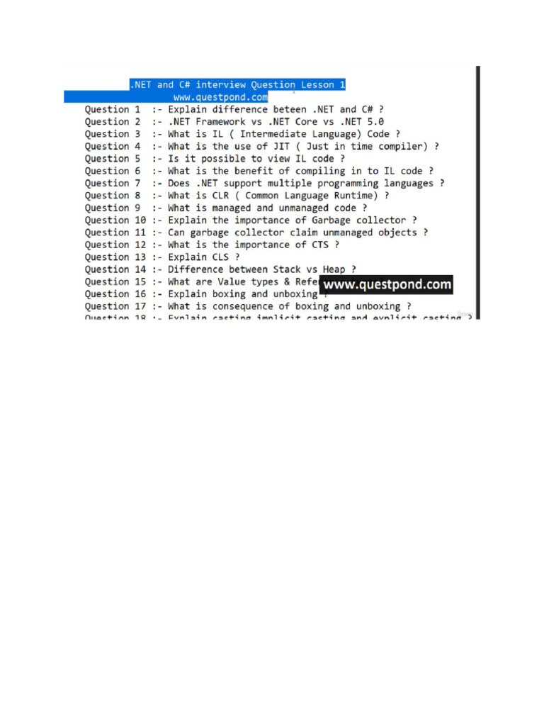C Sharp Interview Questions With Answers | PDF C Sharp Interview Questions With Answers | PDF