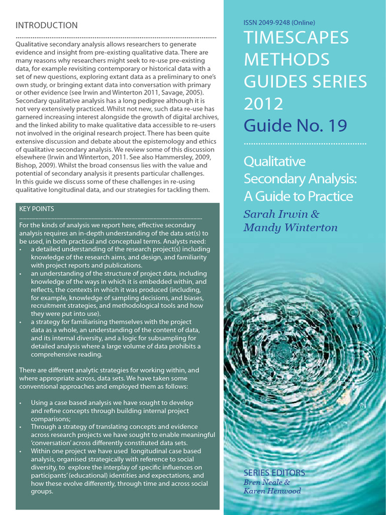 timescapes-irwin-secondary-analysis | PDF | Data | Qualitative Research