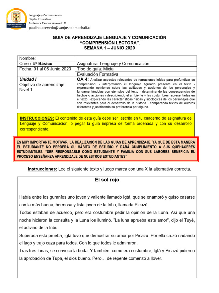 Lenguaje 5 Semana 1 | PDF