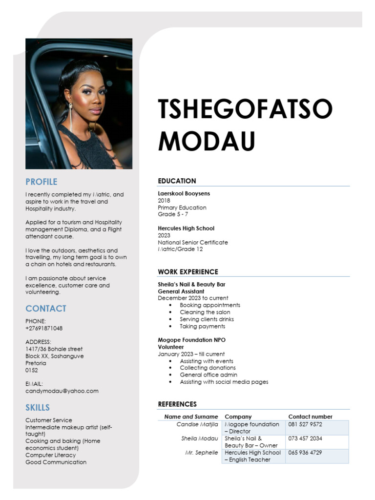 Tshegofatso Modau CV 2024 | PDF