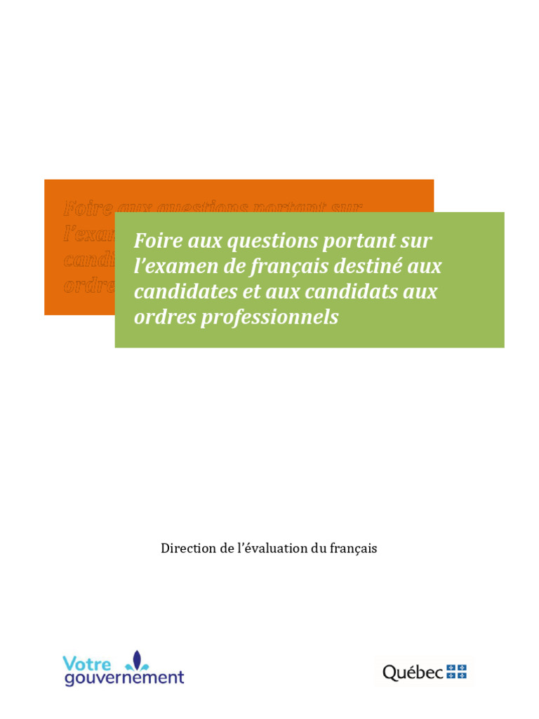 FAQ sur l'examen de français OQLF | PDF | Langue française | France