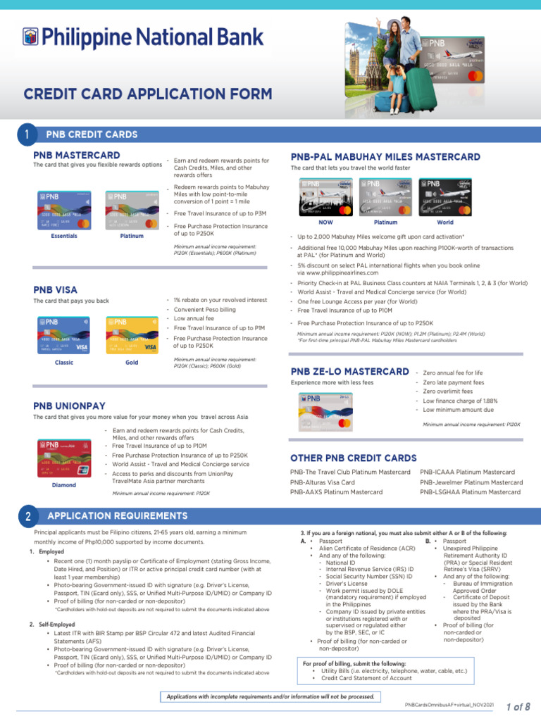 PNB Credit Card Application Form | PDF | Credit Card | Visa Inc.