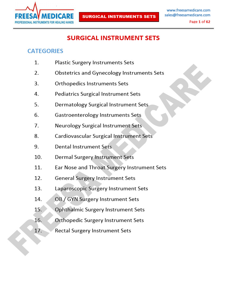 Freesa Surgical Sets 1 | PDF | Surgery