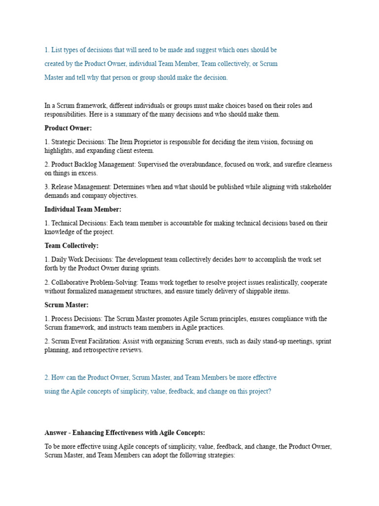Agile Decision-Making in Scrum Teams | PDF | Scrum (Software ...