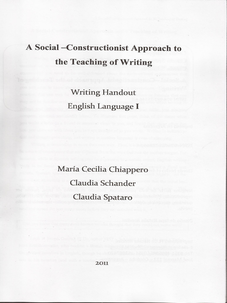 A Social-Constructionist Approach To The Teaching of Writing | PDF