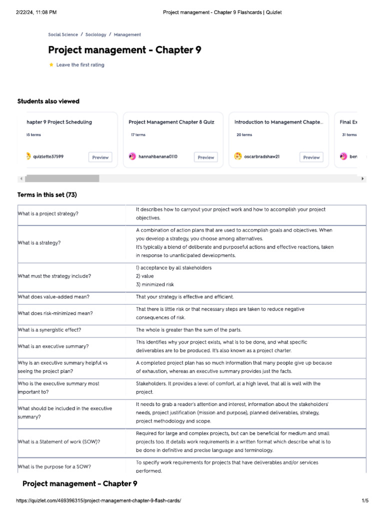 Project Management - Chapter 9 | PDF