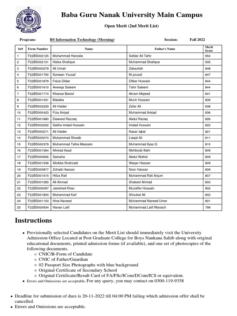 BGNU Main BS Information Technology Morning | PDF