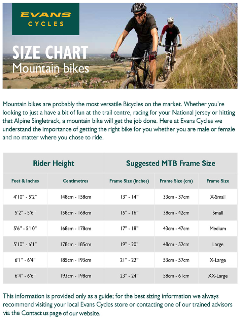 Evans Cycles Mountain Bike Size Guide3 | PDF