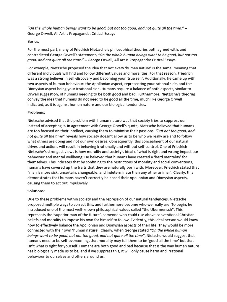 Philosophy Practice Essay | PDF | Friedrich Nietzsche | Human Nature