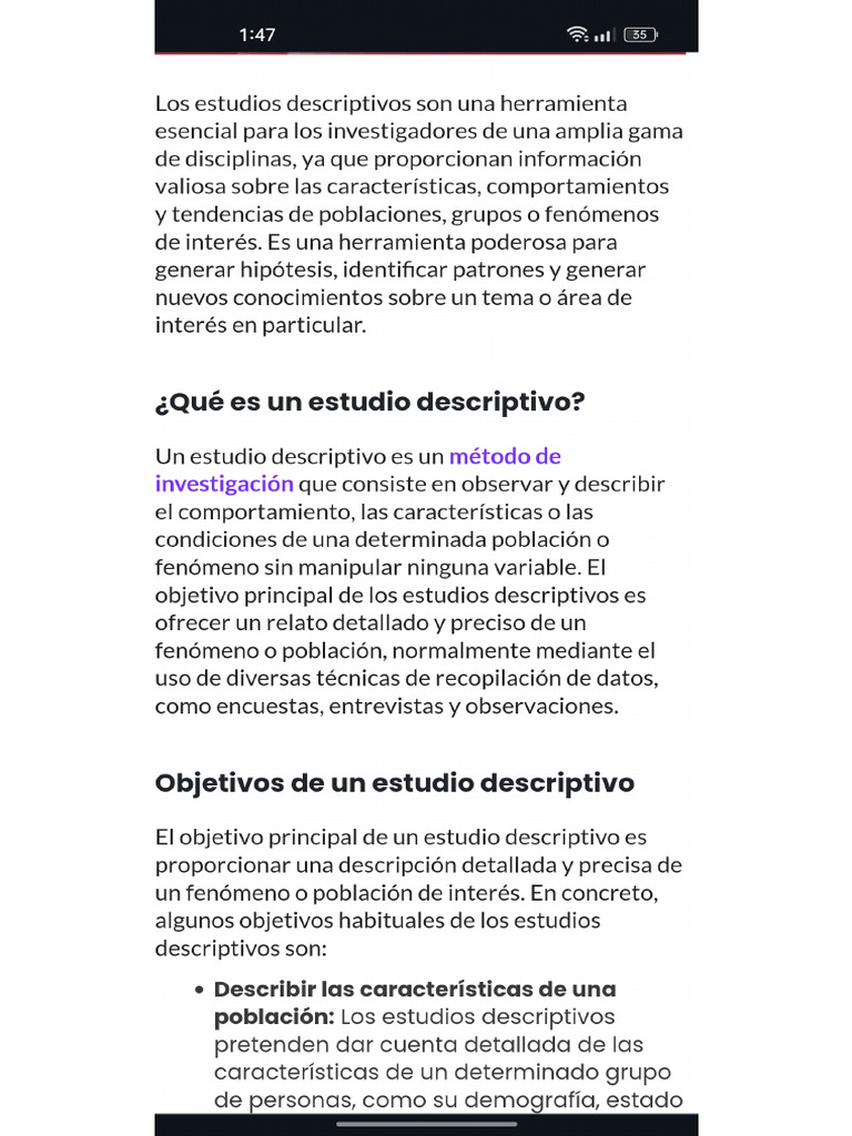Estudio Descriptivo | PDF