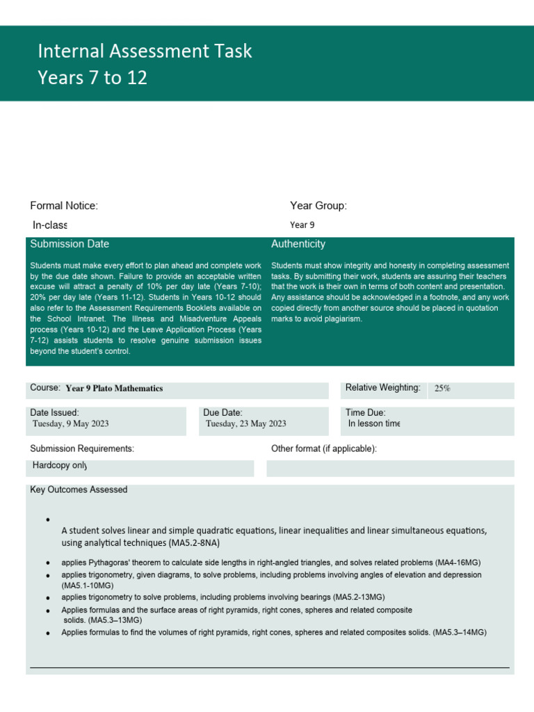 Year 9PL Task 2 Notice | PDF | Learning | Teachers