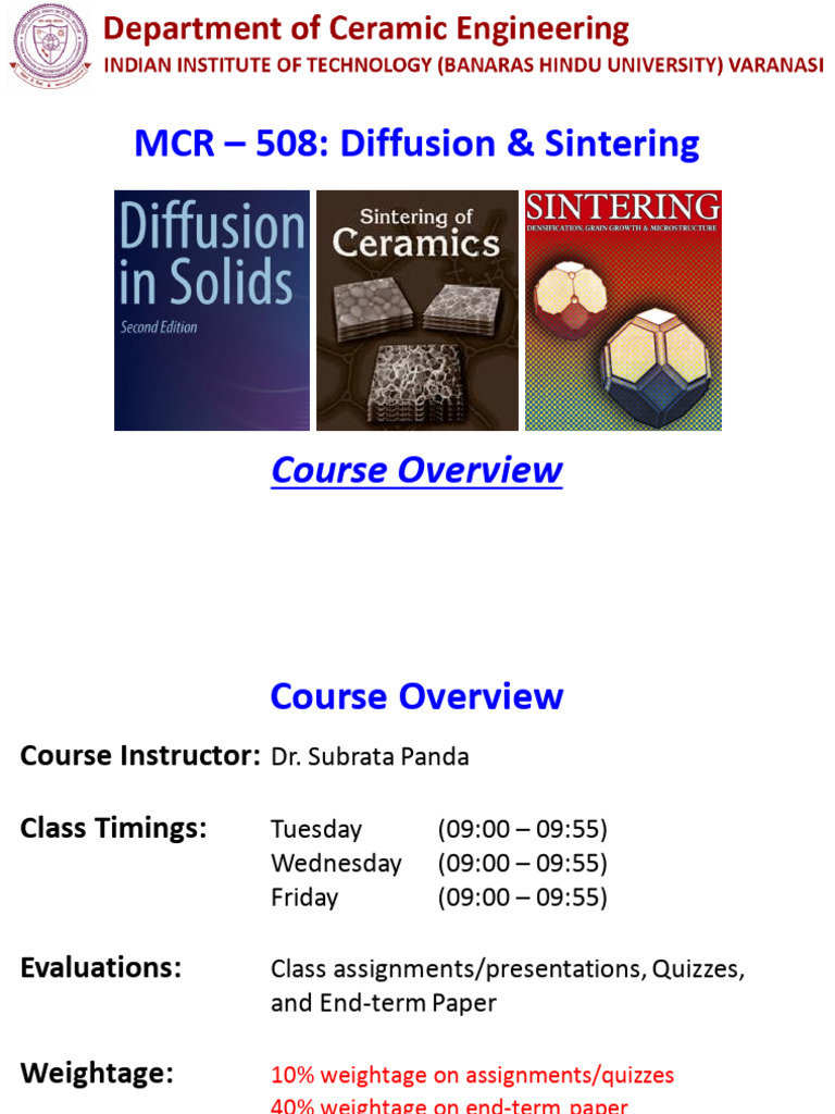 MCR - 508: Diffusion & Sintering: Course Overview | PDF | Sintering | Microstructure