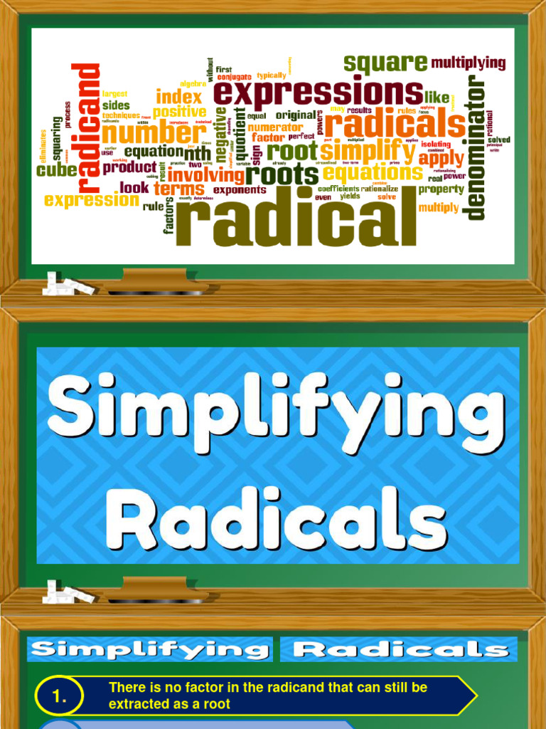 Simplifying Radicals | PDF | Algebra | Division (Mathematics)