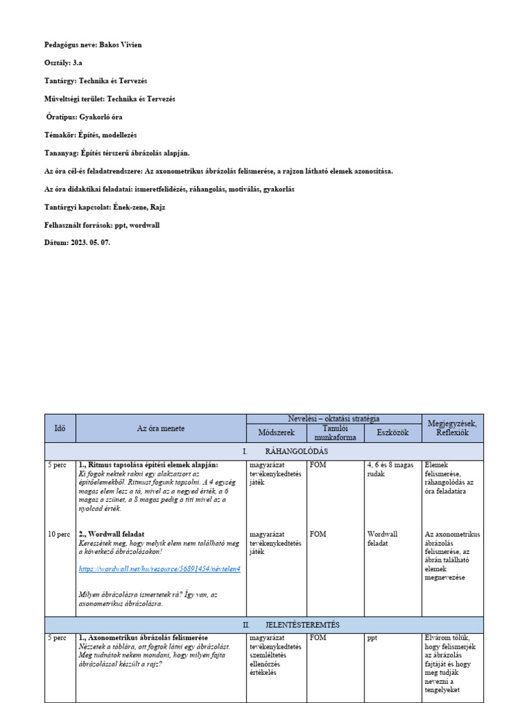 Technika Óraterv | PDF