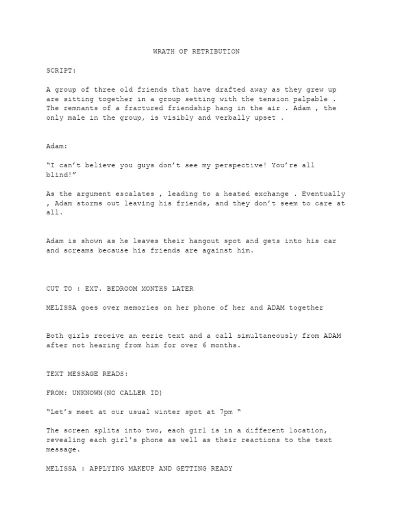 Wrath of Retribution Script Draft 2 | PDF