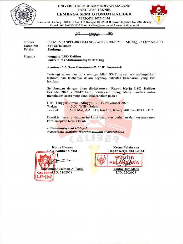 Undangan Raker (Anggota) | PDF