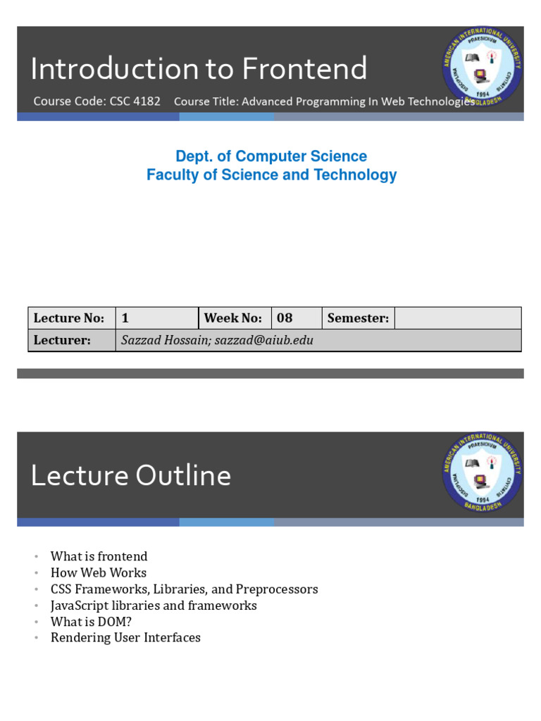 1.0 Introduction Frontend | PDF | Document Object Model | World Wide Web